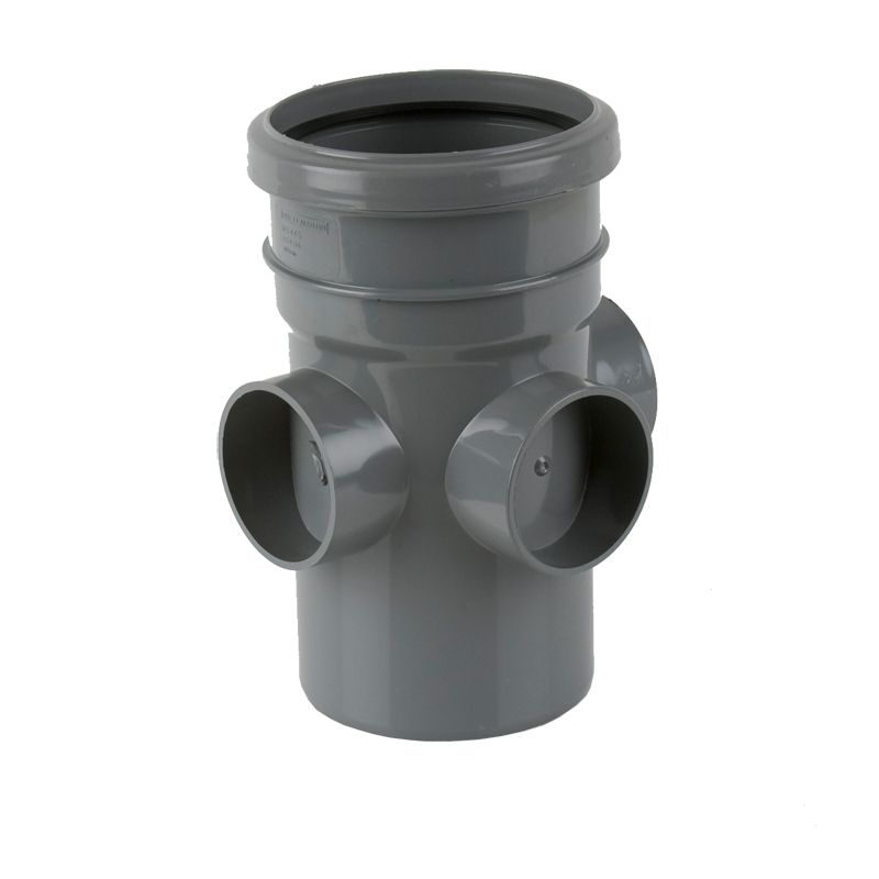 Soil Pipe Push Fit Single Socket Triple Boss Pipe 110mm - Grey ...