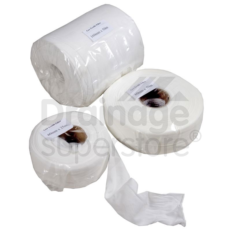 Land Drain Pipe Filter Sock Geotextile 250mm - 25m | Drainage Superstore®
